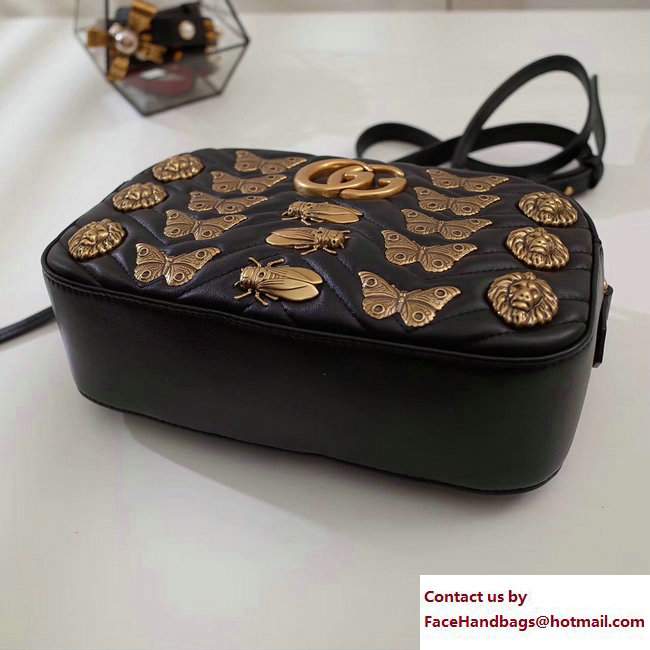 Gucci GG Marmont Metal Animal Insects Studs Shoulder Small Bag 447632 ...