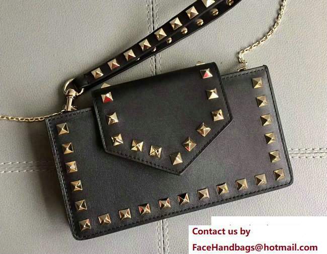 Valentino Rockstud Leather Flap Phone Case Bag Black 2018 [Valentino ...